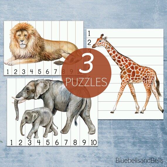 Africa Animal Number Sequence 1-10 Puzzles. Preschool - Etsy