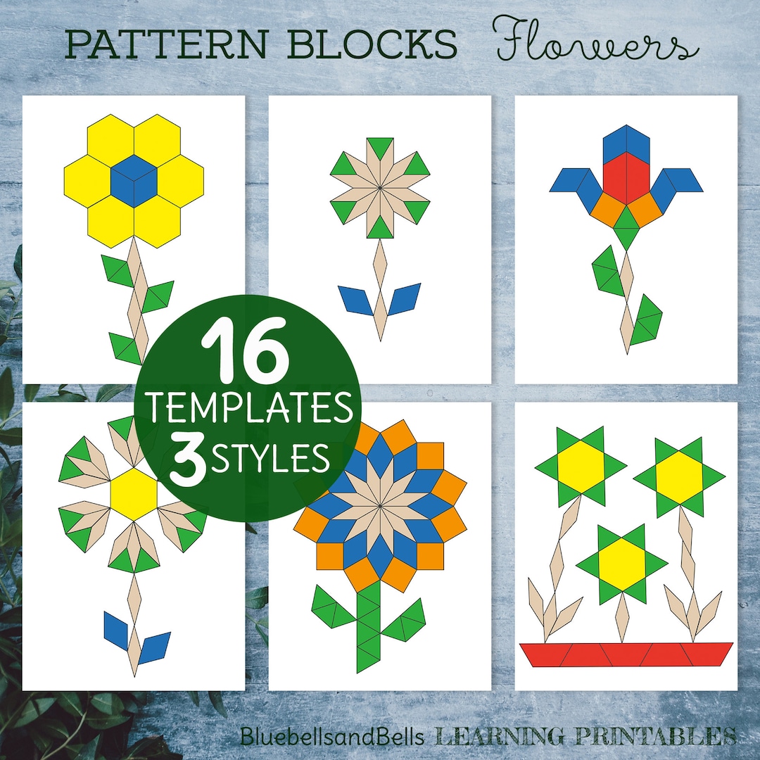 Flowers Pattern Blocks Templates. Spring Preschool and Kindergarten ...