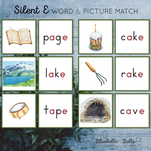 Silent E Montessori Green Series Picture Word Matching Activity. - Etsy