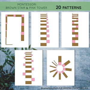 Montessori Pink Tower Brown Stair Pattern Cards Printable. Sensorial ...