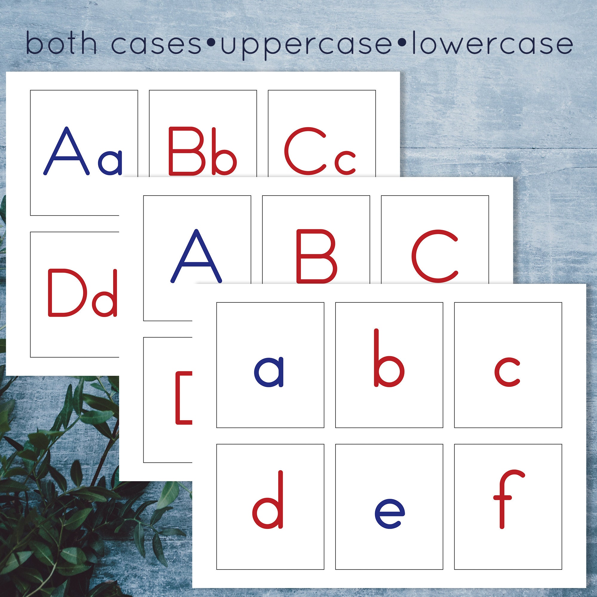 Montessori Alphabet Cards Printable. Letter Flash Cards | Etsy