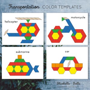 Transportation Pattern Blocks Templates. Preschool and Kindergarten ...