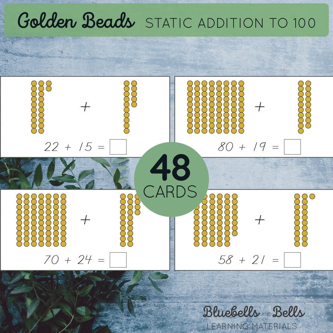 Montessori Golden Beads Addition Static to 100 - Etsy