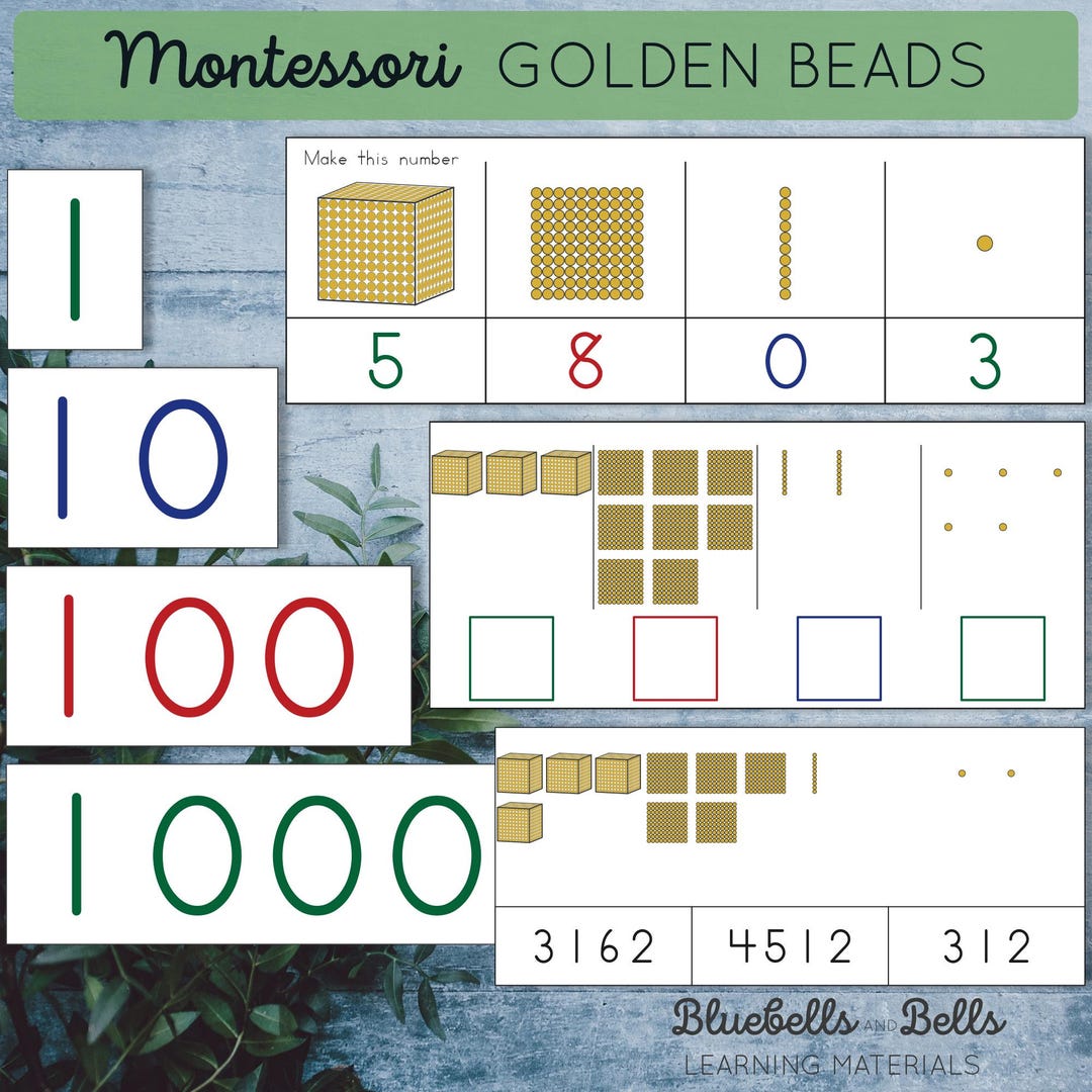 Montessori Golden Beads Printable Number Cards, Task Cards, Control ...