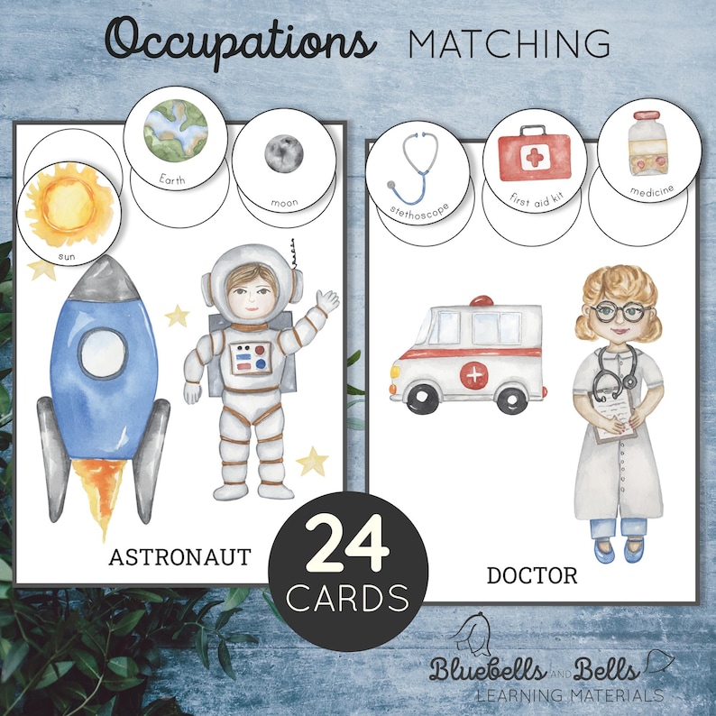 Occupations Cards Matching Activity. Community Helpers Printable ...