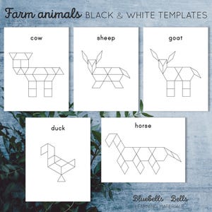 Farm Animals Pattern Blocks Templates. Preschool and Kindergarten Shape ...