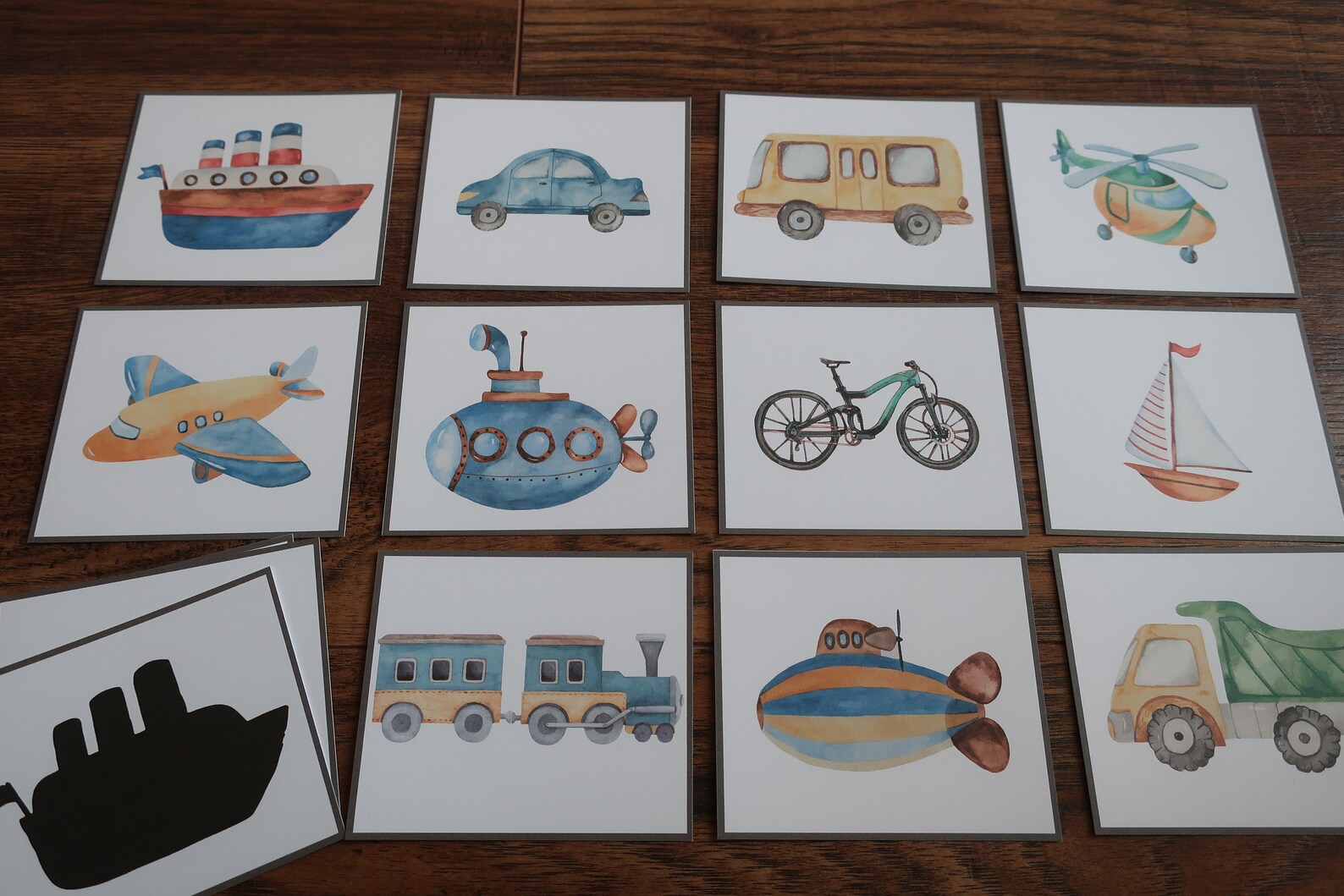 Vehicle Shadow Matching Cards. Montessori Toddler Printable. | Etsy Canada