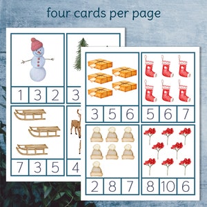 Winter Preschool Printable Count and Clip Cards. Christmas Kids ...