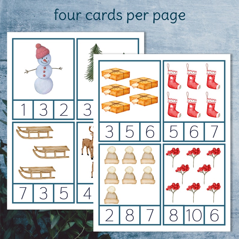 Winter Preschool Printable Count and Clip Cards. Christmas | Etsy