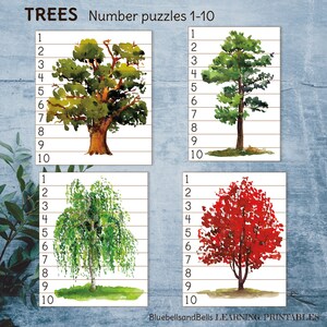 Trees Preschool Printable Puzzle Number Sequence 1-10. Kindergarten ...