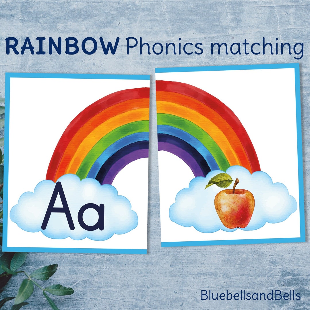 Phonics Matching Spring Printable Rainbow Puzzle Cards. Beginning Sound ...