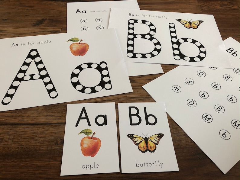 Alphabet flash cards do a dot letter worksheets letter | Etsy
