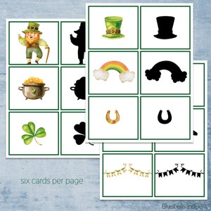 St. Patrick's Day Preschool Printable Shadow Matching Cards. Montessori ...