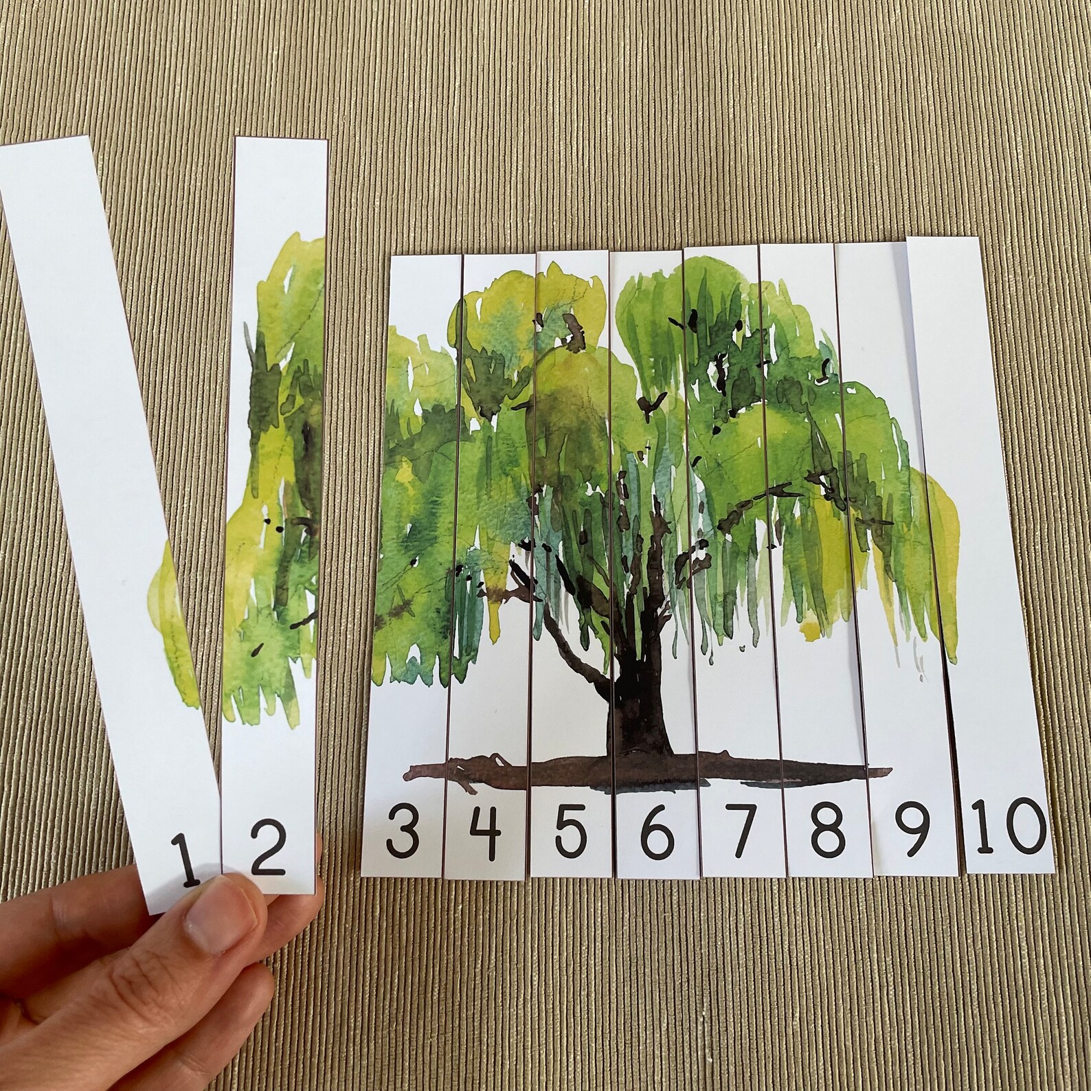 Trees Preschool Printable Puzzle Number Sequence 1-10. Kindergarten ...