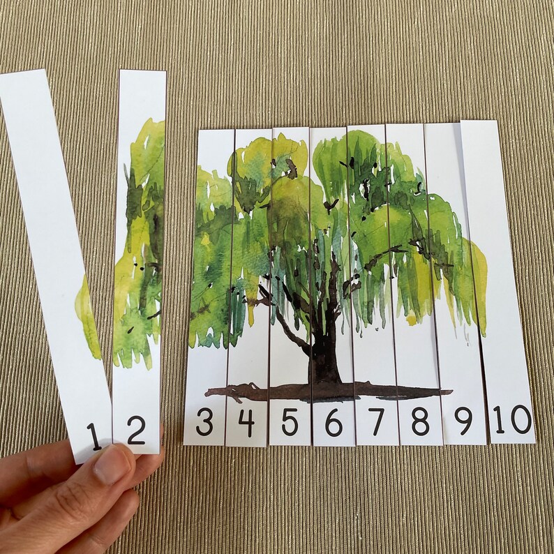 Trees Preschool Printable Puzzle Number Sequence 1-10. Kindergarten ...