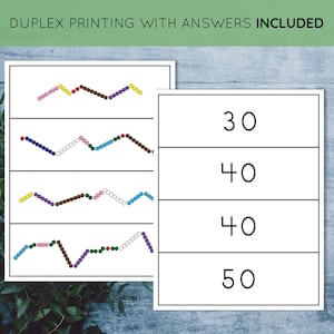 Montessori Beads Snake Addition Cards. Kindergarten and 1st Grade Math ...