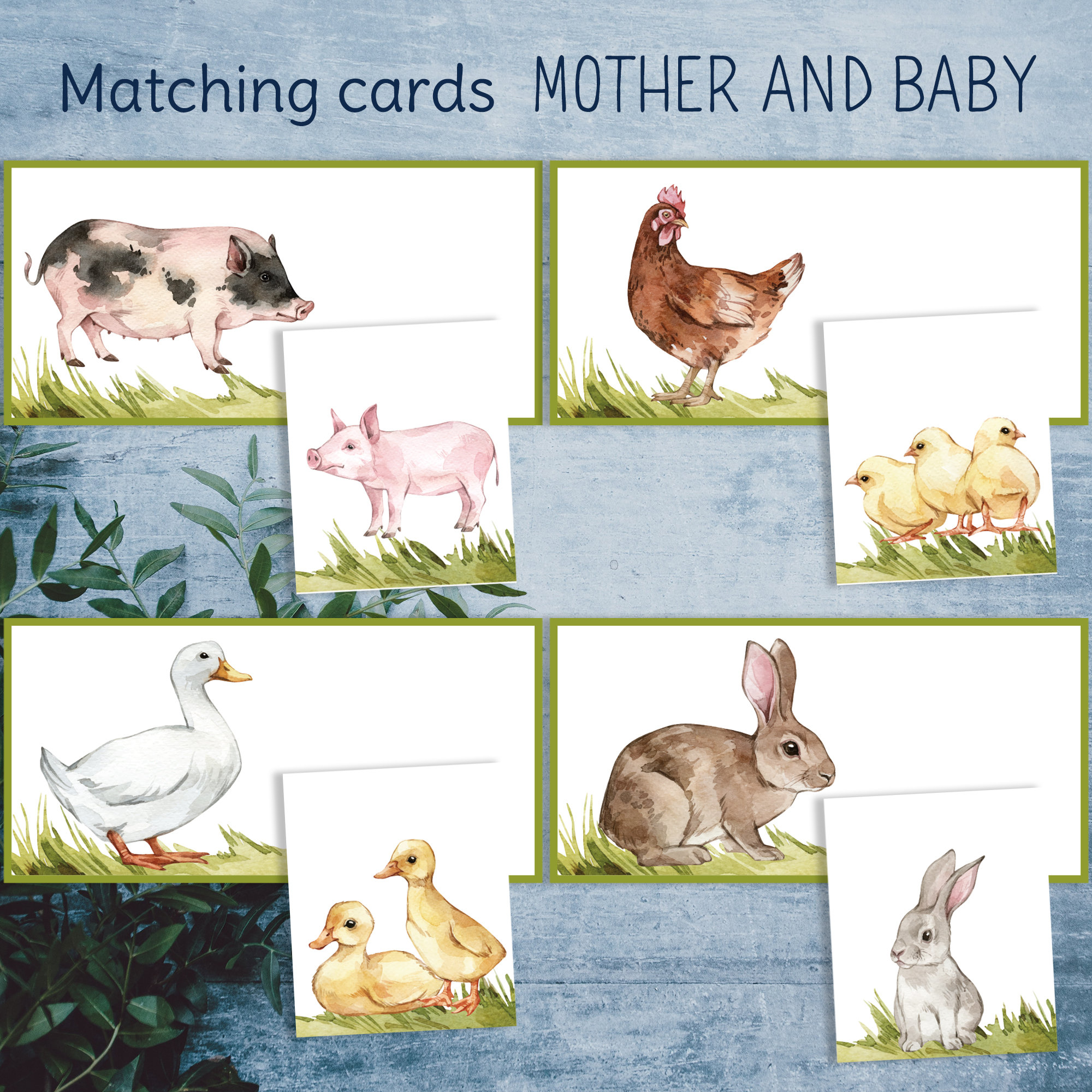 Mother And Baby Farm Animals