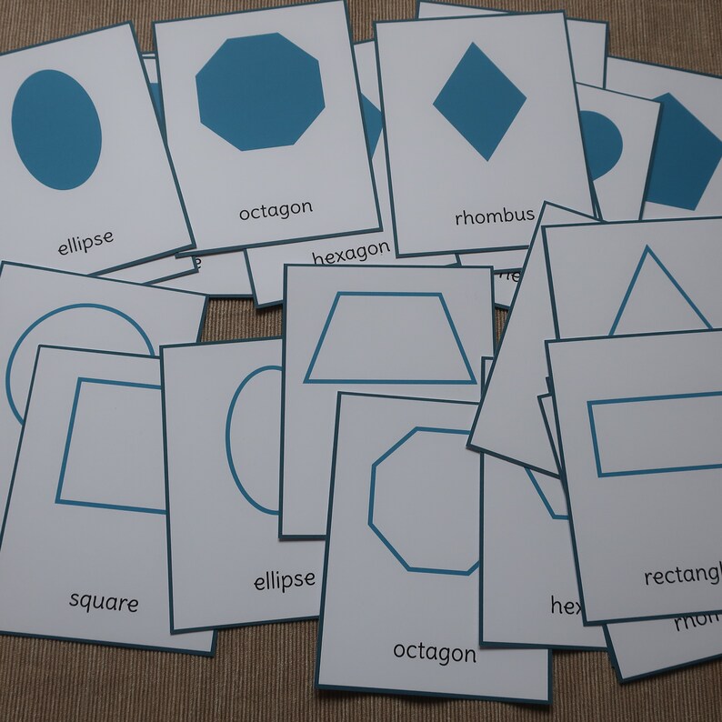 Montessori Printable Shapes Flash Cards. Preschool Matching - Etsy