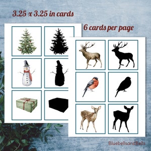 Montessori Printable Christmas Shadow Matching Cards. Winter Preschool ...