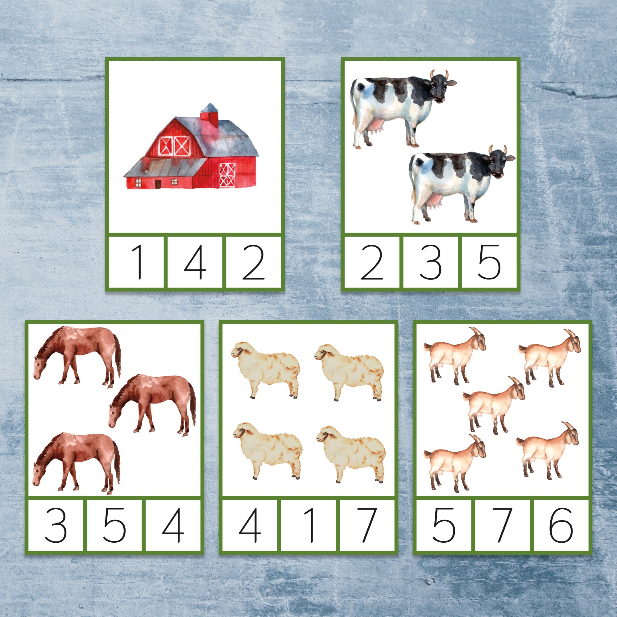 Farm Animals Count and Clip Cards 1-10. Farm Animals Counting - Etsy ...