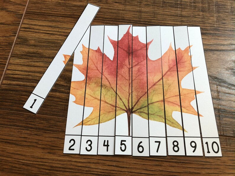 Preschool Fall Printable Number Sequence 1-10 Puzzles. | Etsy