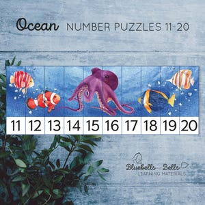 Ocean Preschool Printable Number Sequence 11-20 Puzzle. Montessori ...