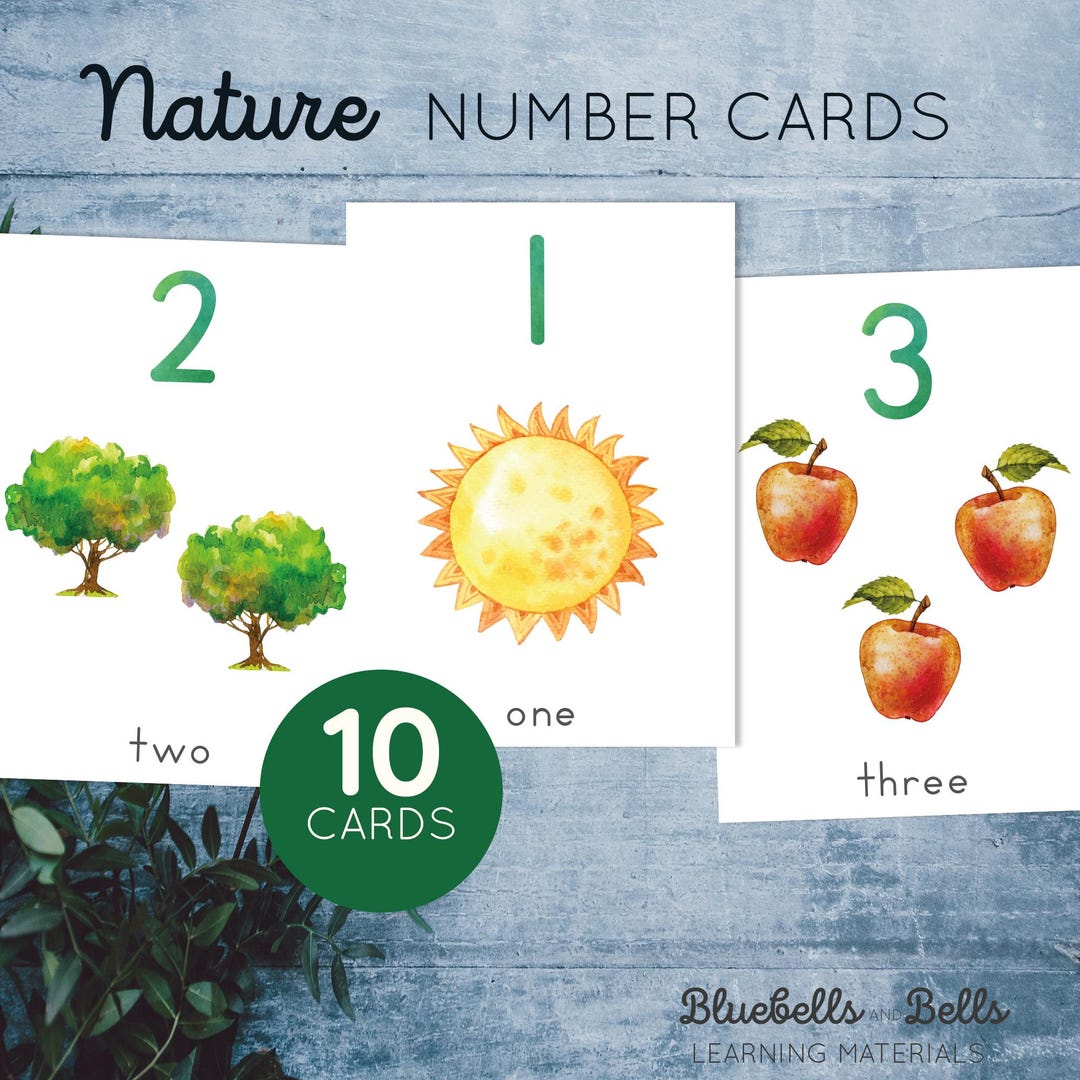 Nature Number Cards 1-10. Counting Cards Toddler. Printable Nursery ...