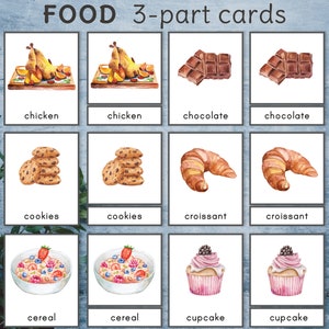 Montessori Printable Food 3 Part Cards. Preschool and Kindergarten ...