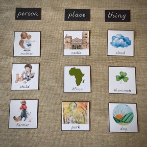 Noun Sorting Person, Place or Thing. Montessori Parts of Speech ...