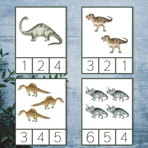 Dinosaur Count and Clip Cards 1-10. Preschool Montessori Math Printable ...