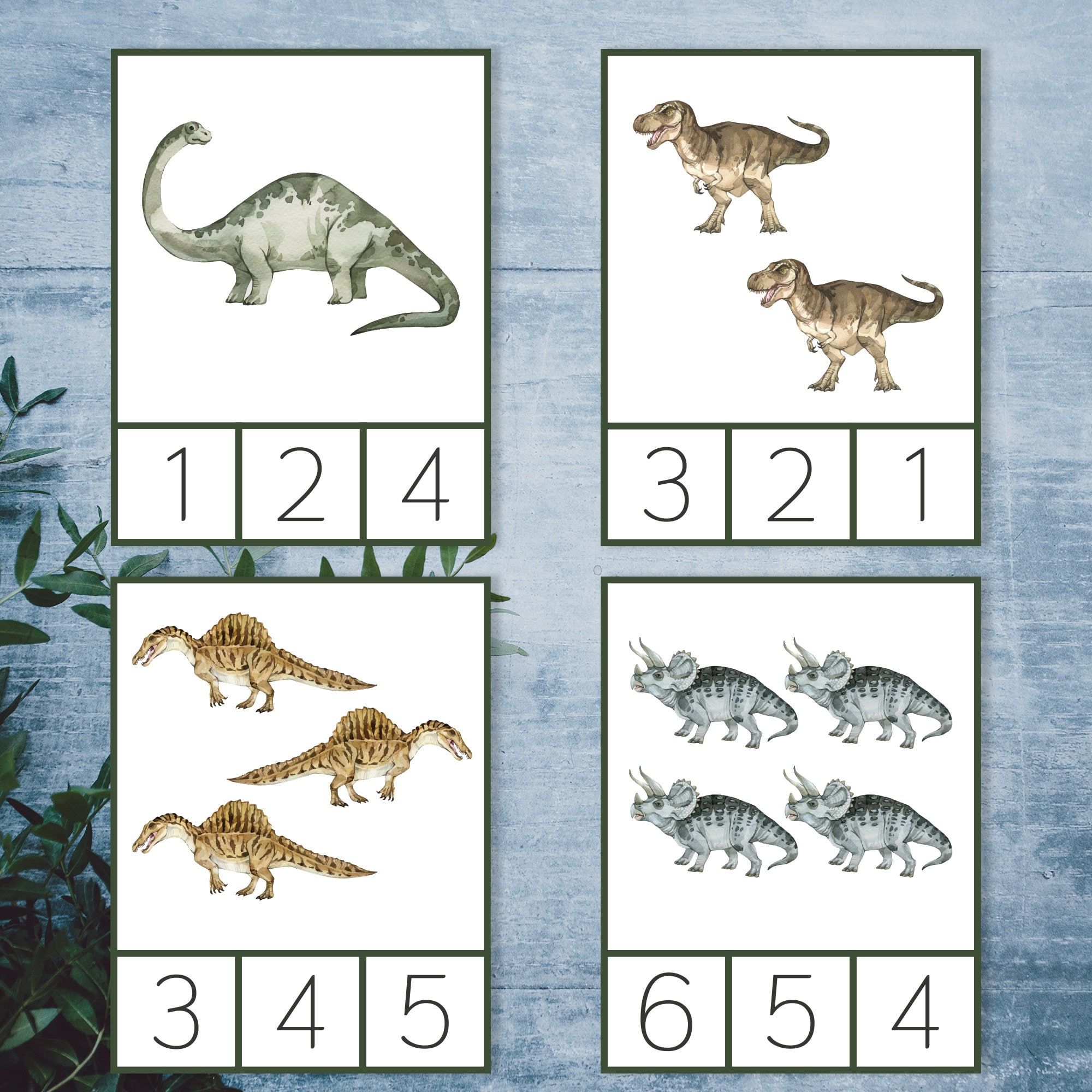 Dinosaur Count and Clip Cards 1-10. Preschool Montessori Math - Etsy