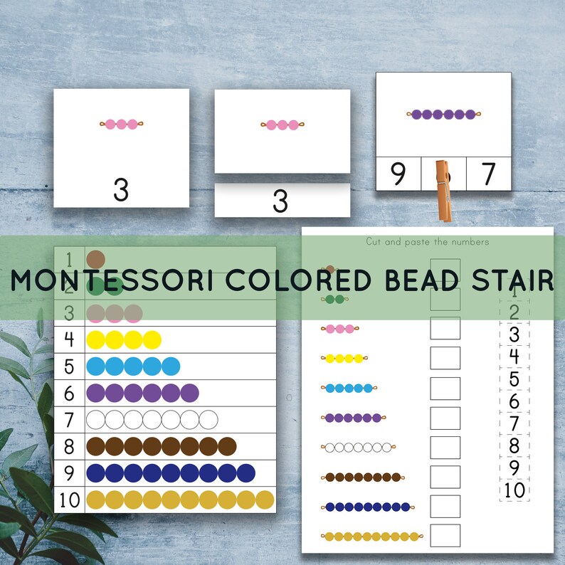 Montessori Colored Bead Stair Printables. Preschool Math - Etsy