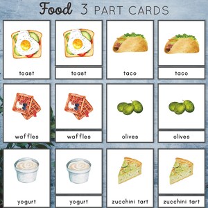Montessori Printable Food 3 Part Cards. Preschool and Kindergarten ...