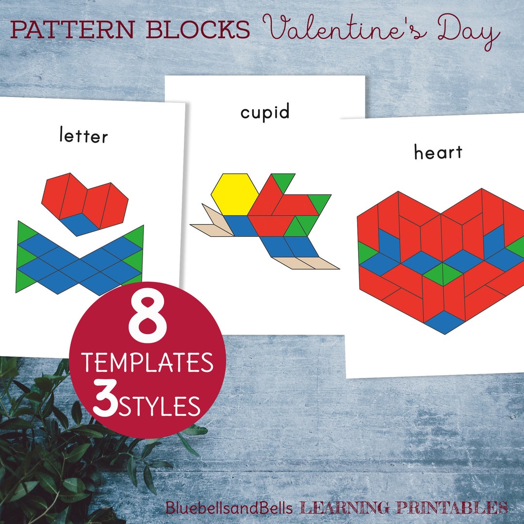 Valentines Day Pattern Block Templates. Preschool and Kindergarten STEM ...