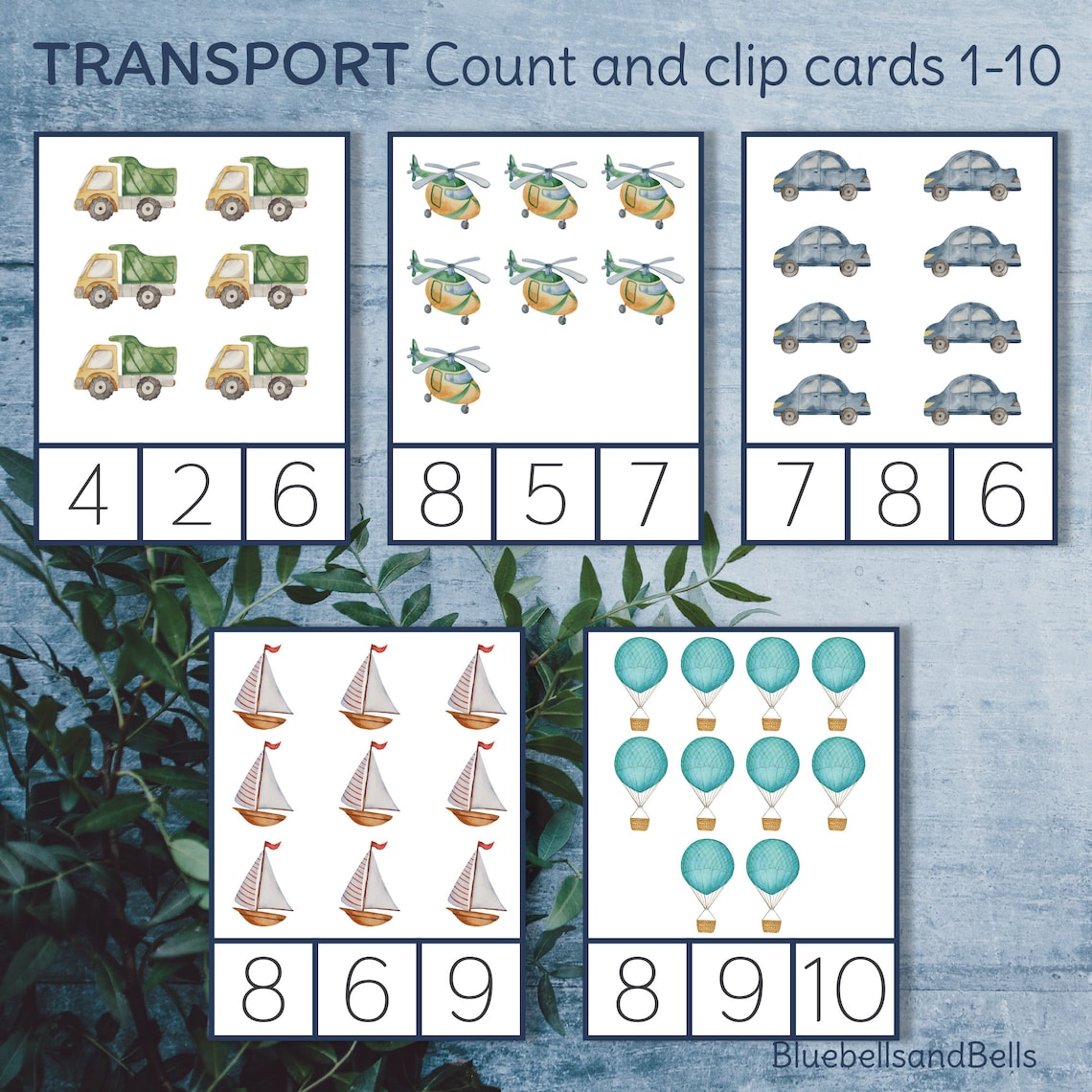 Transport Count and Clip Cards 1-10. Preschool Vehicle Math - Etsy