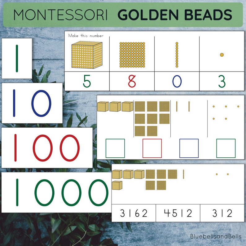Montessori Golden Beads Printable Number Cards Task Cards - Etsy