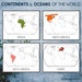 Continents and Oceans Cards and Map. Montessori Printable - Etsy