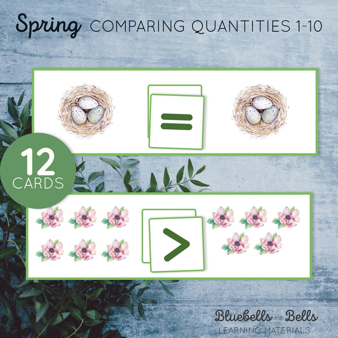 Spring Preschool Printable Comparing Numbers. More Than, Less Than Task ...