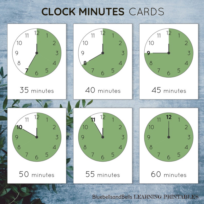 Telling Time Minutes Cards. - Etsy