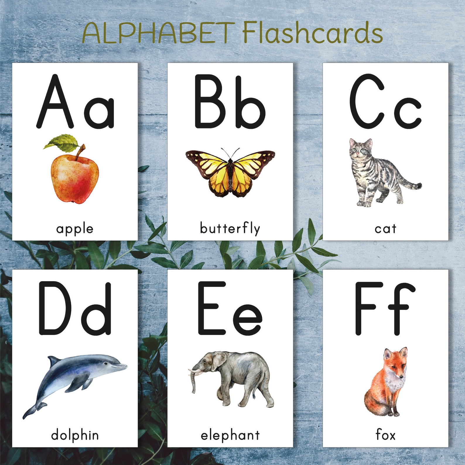 Alphabet Printable Flashcards. Toddler Watercolor Letter - Etsy
