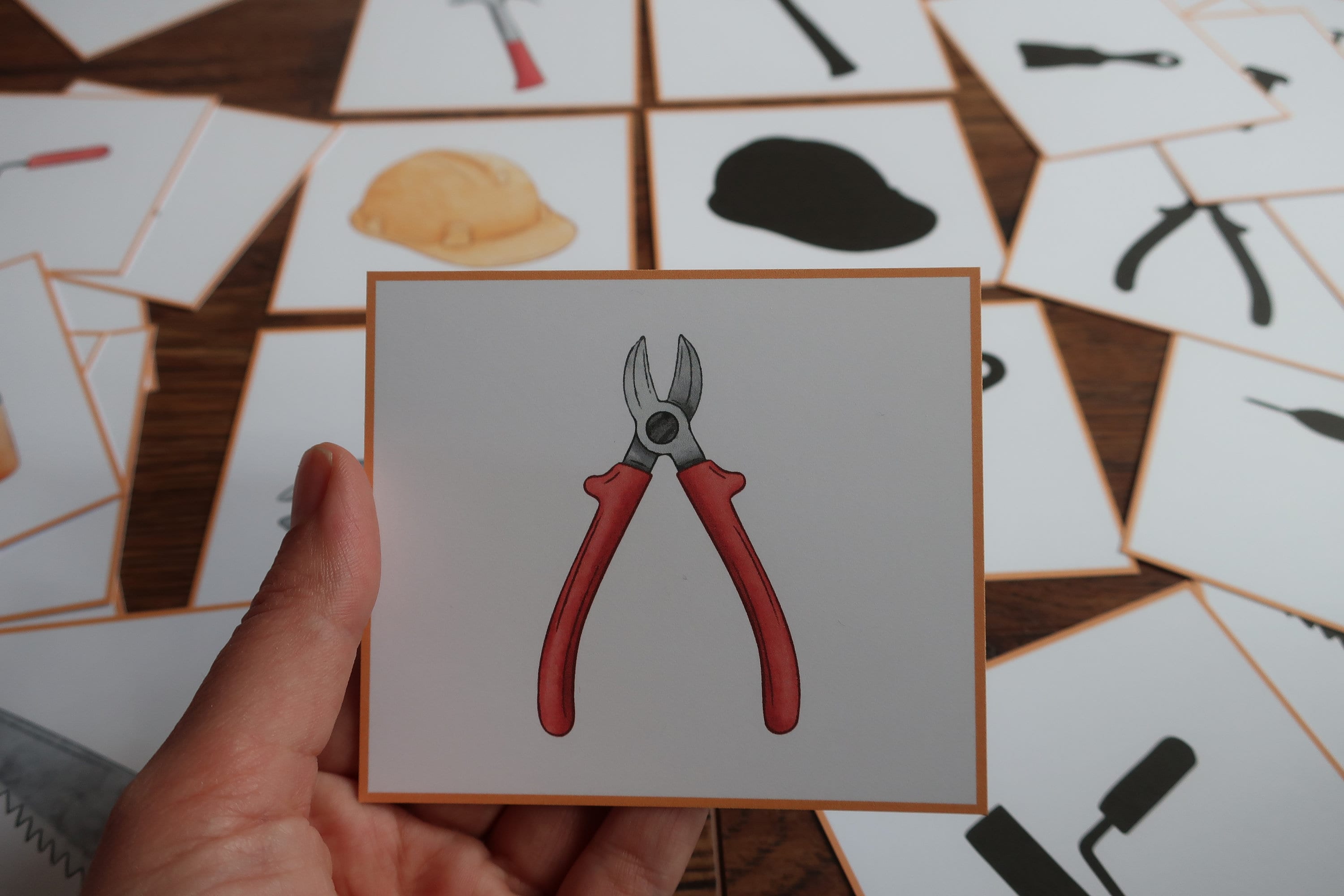 Tools shadow matching cards. Montessori toddler printable. | Etsy