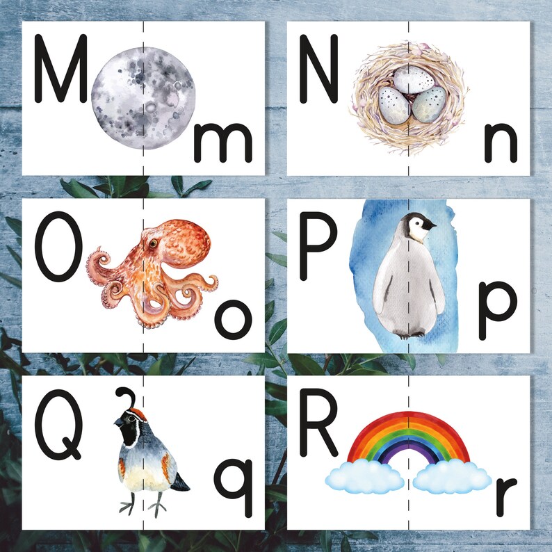 Printable Alphabet Puzzle. Toddler Watercolor Letter Cards. - Etsy