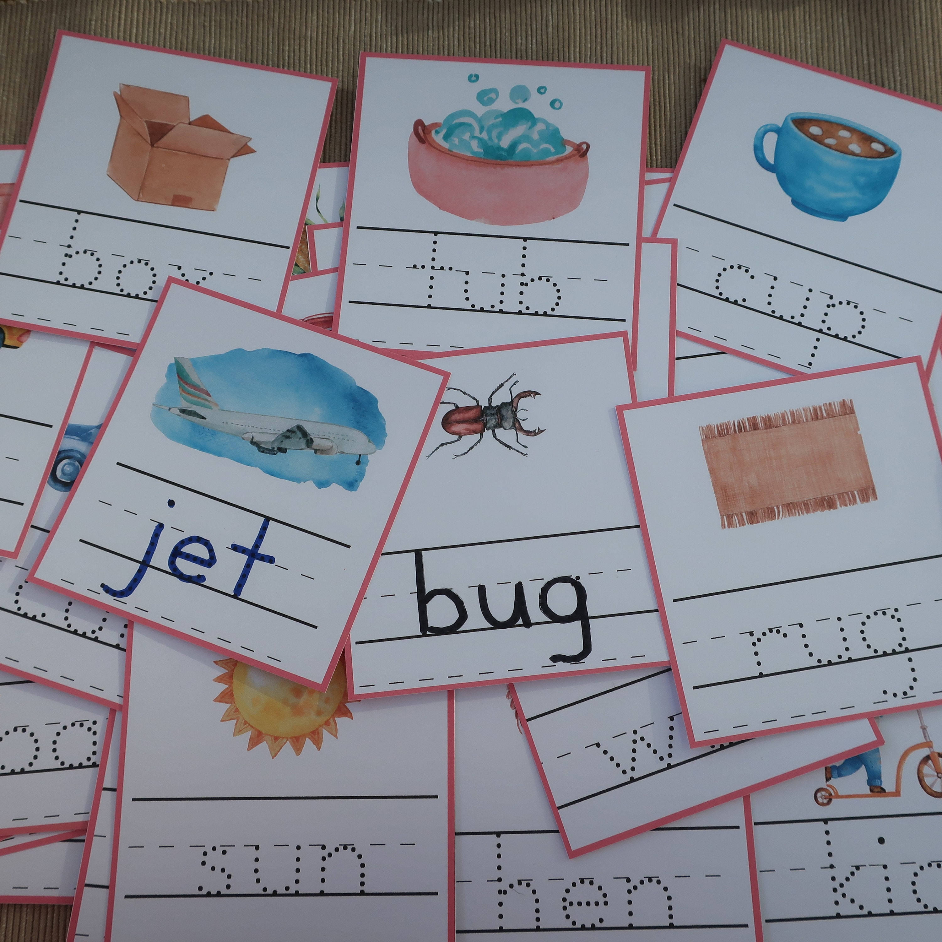 CVC Word Tracing Cards. Montessori Handwriting Practice | Etsy