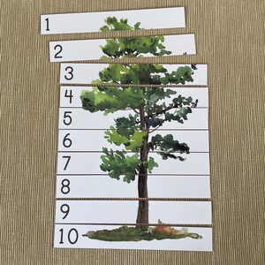 Trees Preschool Printable Puzzle Number Sequence 1-10. Kindergarten ...