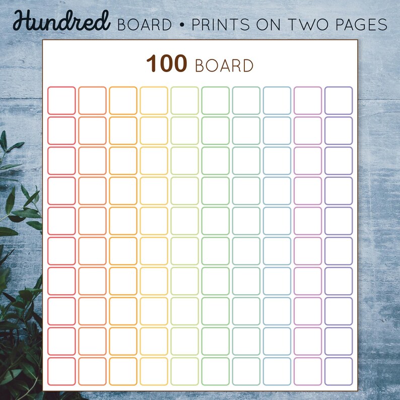 Hundred Board Hundred Chart. Count to 100 Activity for Preschool and ...