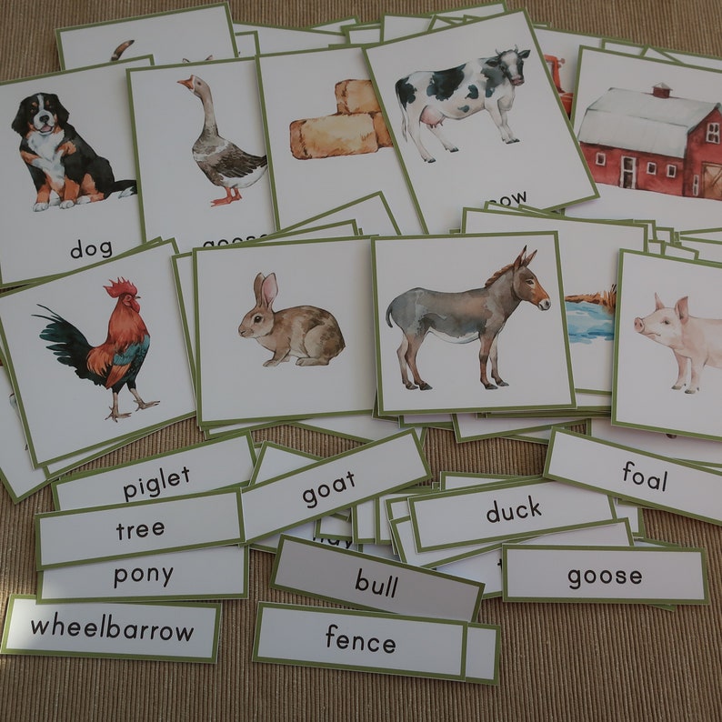 Farm Animal Montessori Printable 3 Part Cards. Preschool and ...