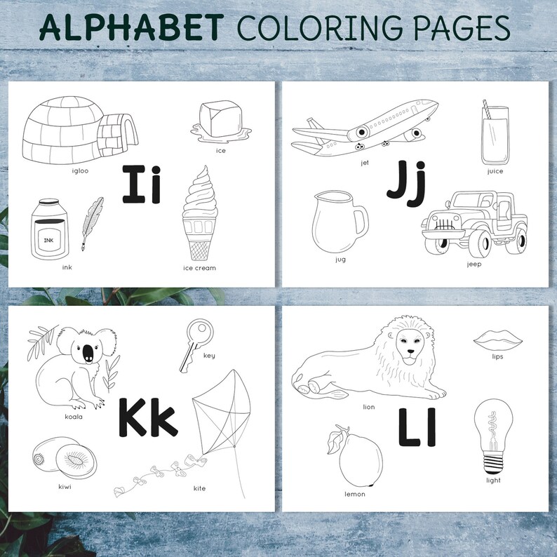 Alphabet Coloring Pages. Phonics Printable Worksheets. - Etsy