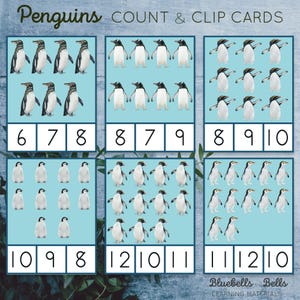 Penguin Preschool Printable Count and Clip Cards 1-12. Winter Math ...