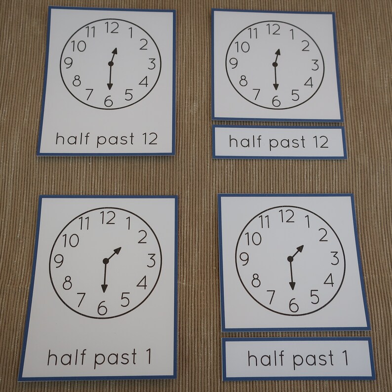 Telling Time Montessori Printable 3 Part Cards. - Etsy