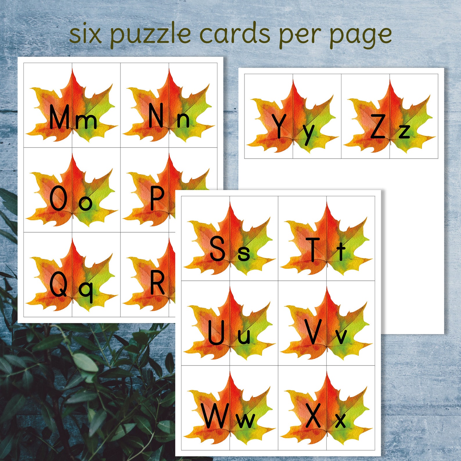 Fall Leaf Letter Matching Puzzles. Montessori Autumn Preschool - Etsy